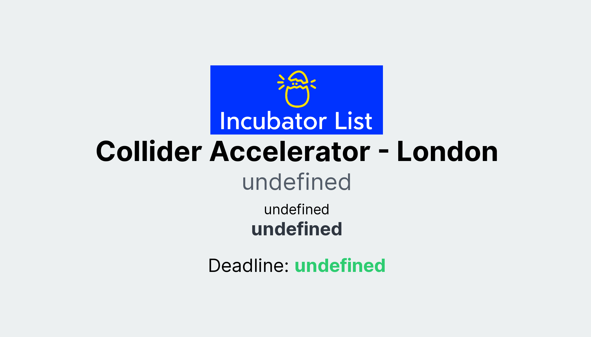 Collider Accelerator - London - Key Information